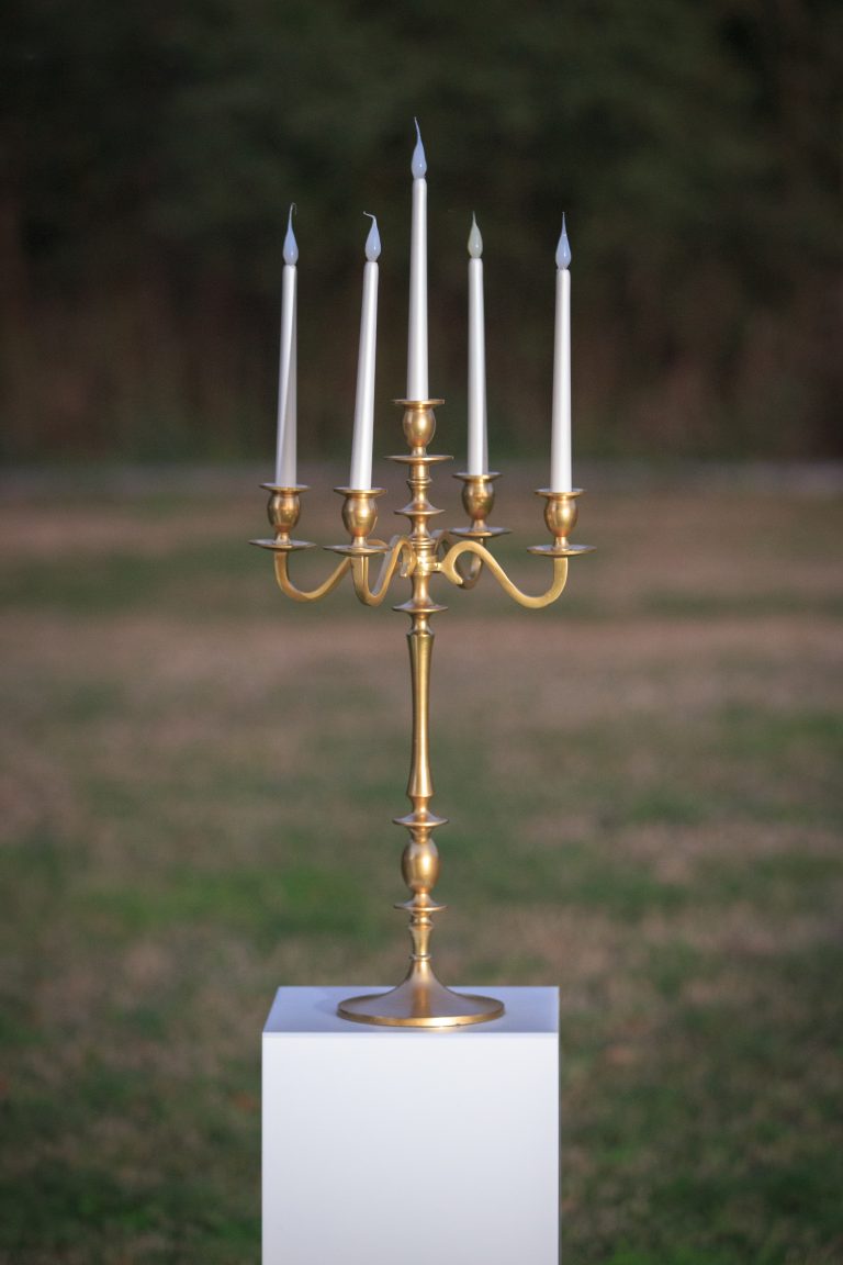 GOLD LARGE CANDELABRA WITH TAPERED CANDLE HOLDERS